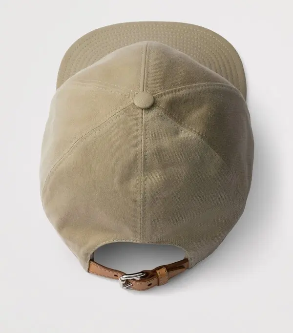 Prada Cotton Gabardine Baseball Cap With Embroidered Logo - Neutral