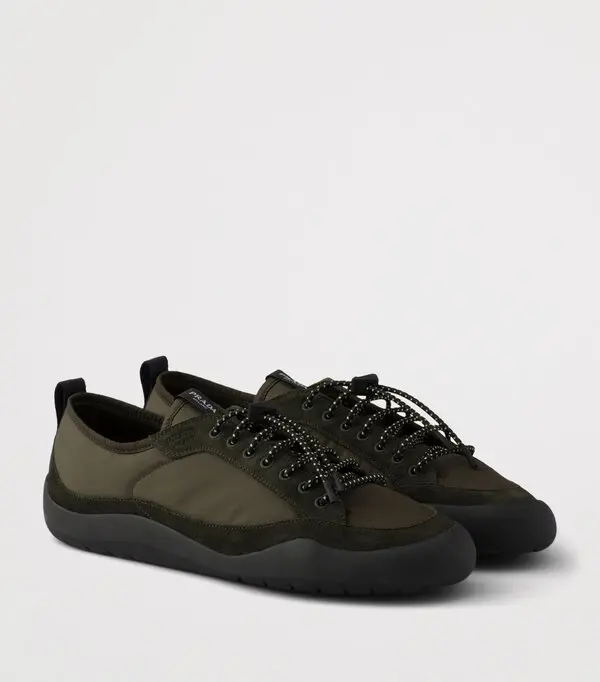 Prada Re-nylon And Suede Speedrock Sneakers - Green