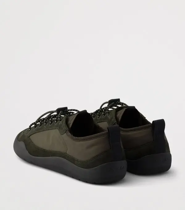 Prada Re-nylon And Suede Speedrock Sneakers - Green