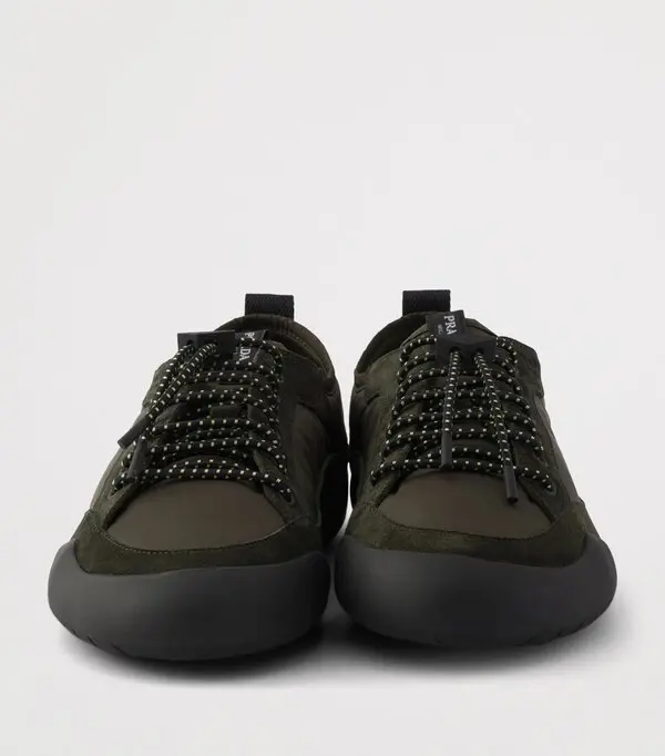 Prada Re-nylon And Suede Speedrock Sneakers - Green