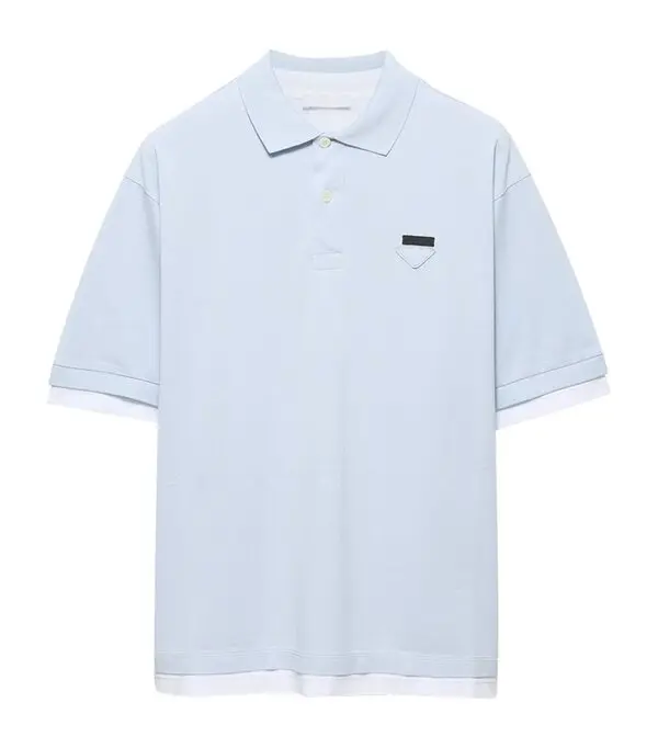 Prada Cotton Layered Polo Shirt - Turquoise