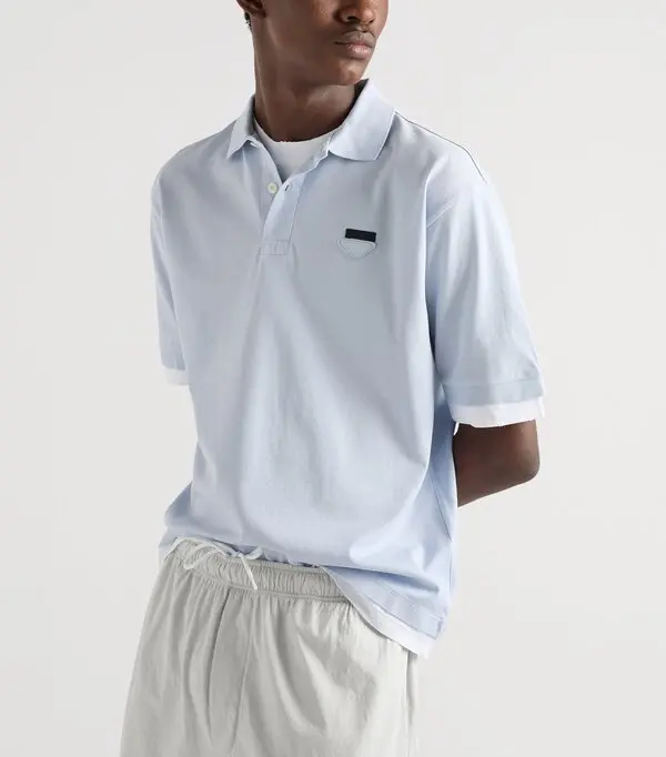 Prada Cotton Layered Polo Shirt - Turquoise