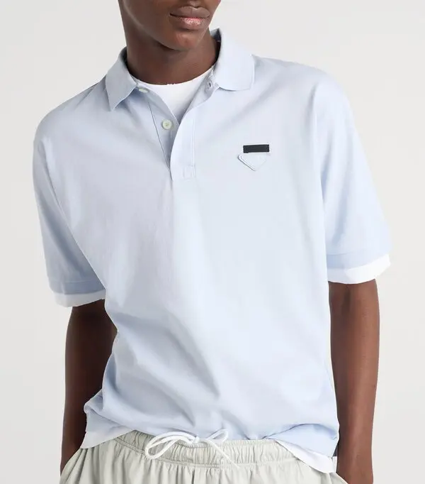 Prada Cotton Layered Polo Shirt - Turquoise