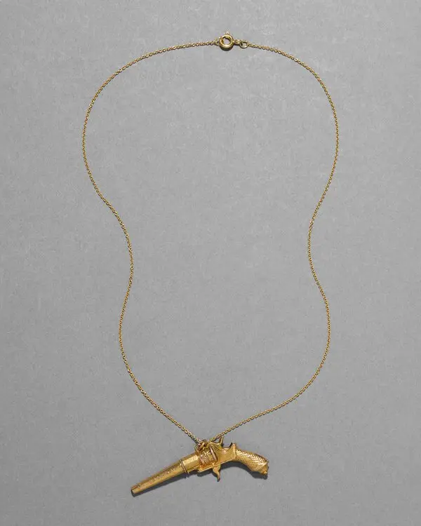 Alexis Bittar Antique 1800s 14k Fill Pistol Pendant Necklace - Gold