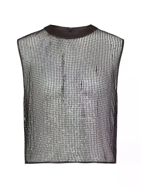 TWP Sequin-netting Tank Top - Black