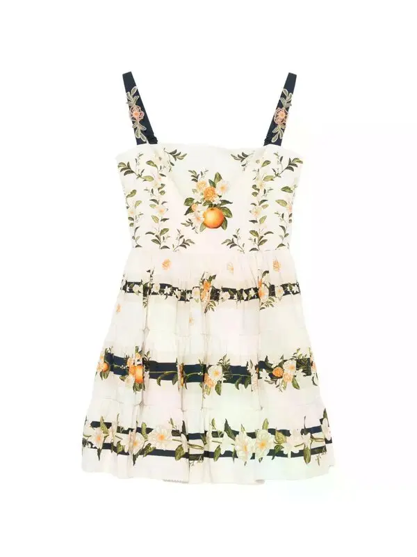 Agua Bendita Lima Valle Floral-print Mini Dress - Neutrals