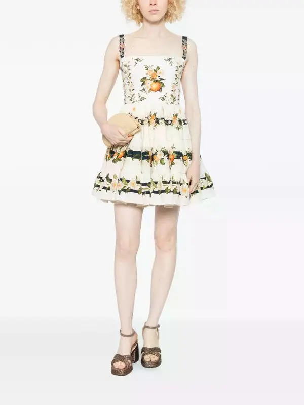 Agua Bendita Lima Valle Floral-print Mini Dress - Neutrals