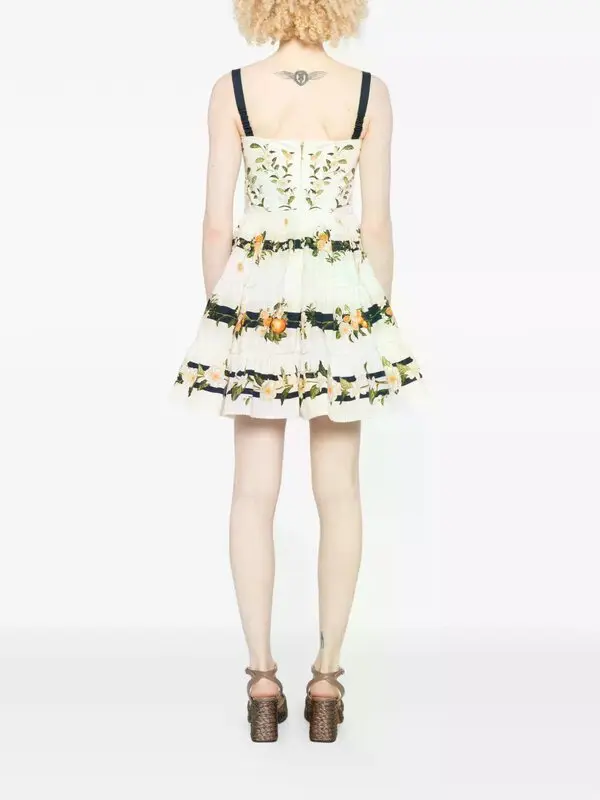 Agua Bendita Lima Valle Floral-print Mini Dress - Neutrals