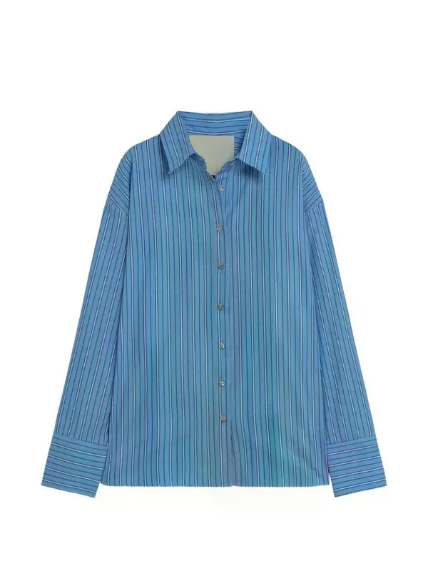 A PAPER KID Striped Button Shirt - Blue