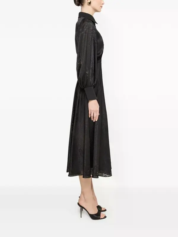 NISSA Belted Midi Shirt Dress - Black