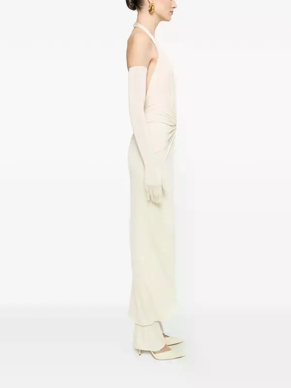 NISSA Halter Neck Backless Layered Jumpsuit - White