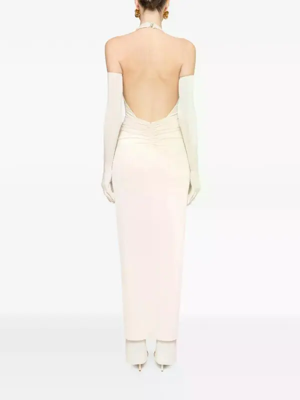 NISSA Halter Neck Backless Layered Jumpsuit - White