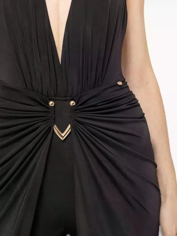 NISSA Backless Layered Jumpsuit - Black