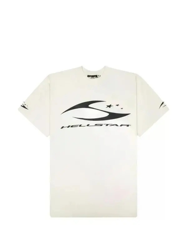 HELLSTAR H Cursive Logo-detail T-shirt - Neutrals