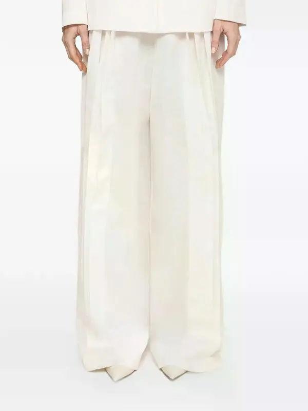 NISSA Mid-rise Linen Trousers - White
