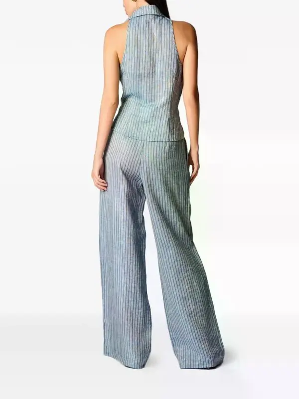 HEVRON Striped Wide Leg Trousers - Blue