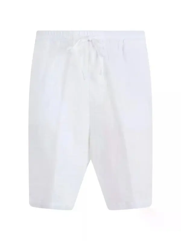 120% Lino Drawstring-waist Shorts - White