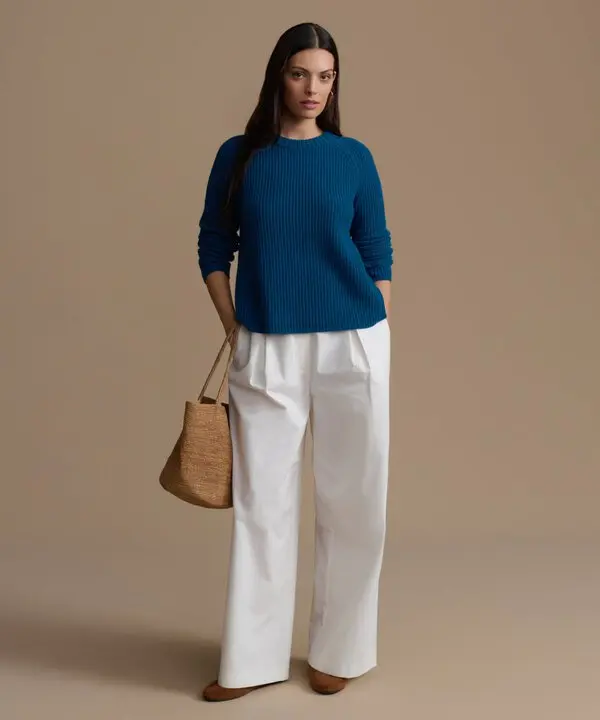 Jenni Kayne Cashmere Fisherman Sweater - Blue