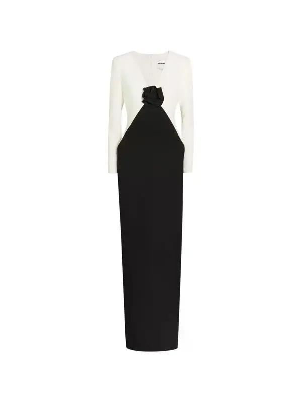 Roland Mouret Floral Appliqué V-neck Dress - Black