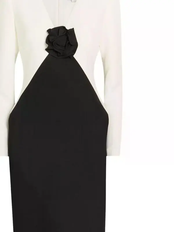 Roland Mouret Floral Appliqué V-neck Dress