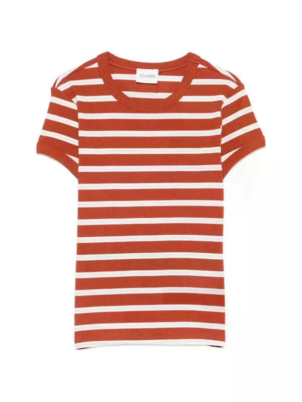 Closed Striped Rib-knit T-shirt - Orange