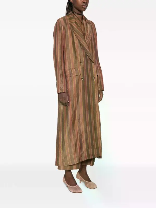 UMA WANG Camelot Striped Double-breasted Coat