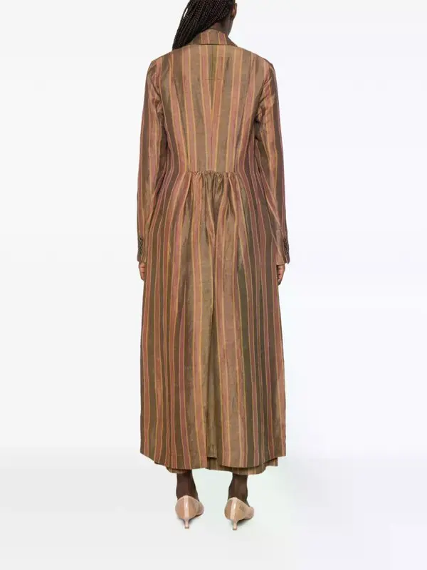 UMA WANG Camelot Striped Double-breasted Coat