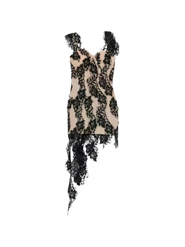 Giuseppe Di Morabito Lace Asymmetric Mini Dress - Neutrals