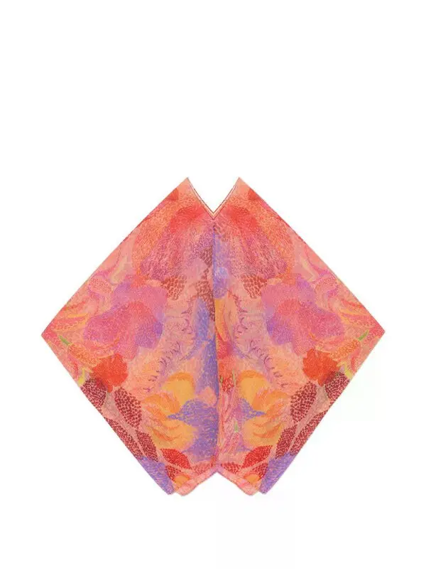 Issey Miyake Pleated Floral Poncho - Pink