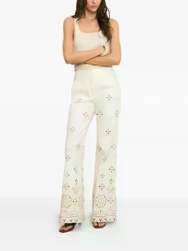 Veronica Beard Komi Embroidered Trousers - Neutrals