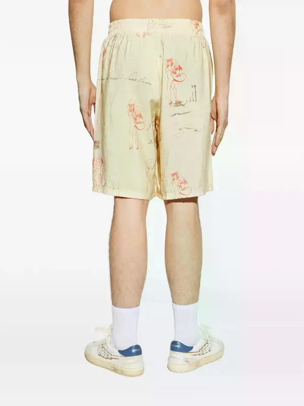 MISBHV Printed Drawstring Shorts - Yellow