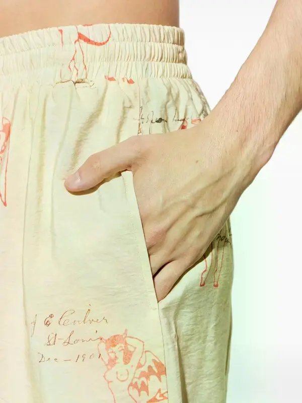 MISBHV Printed Drawstring Shorts - Yellow