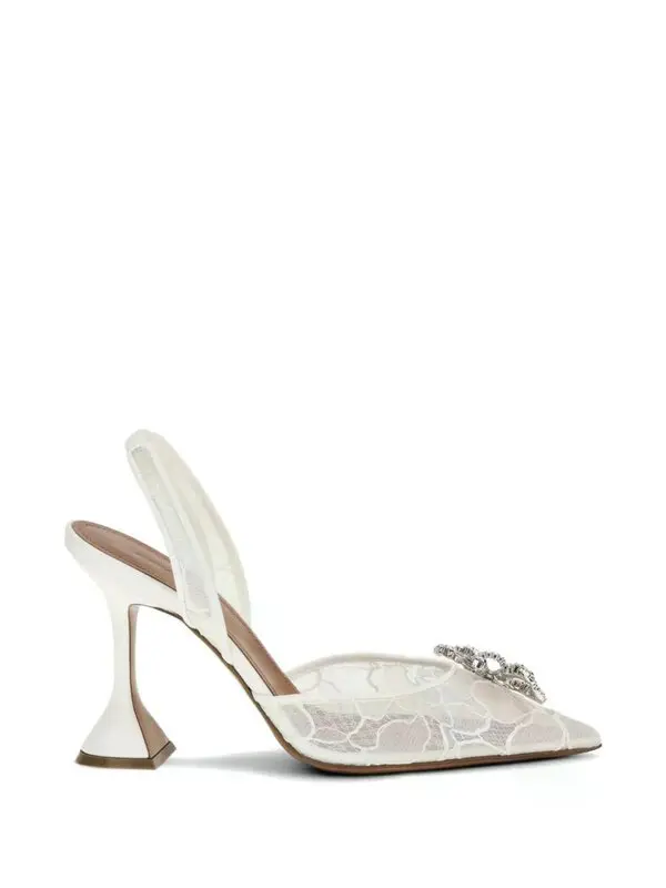Amina Muaddi Rosie Lace Slingbacks - White