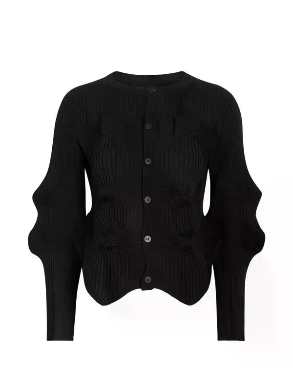 Issey Miyake Linkage Button Ridged Cardigan - Black