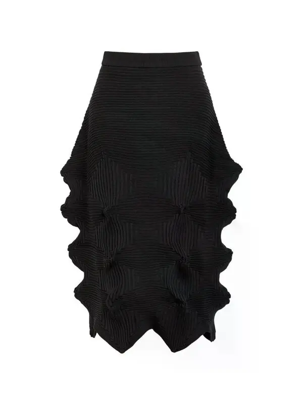 Issey Miyake Linkage Ribbed Jagged Skirt - Black