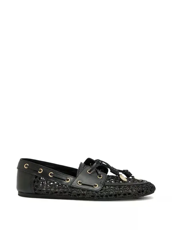 ANCIENT GREEK SANDALS Pliaria Eyelet Boat Shoes - Black