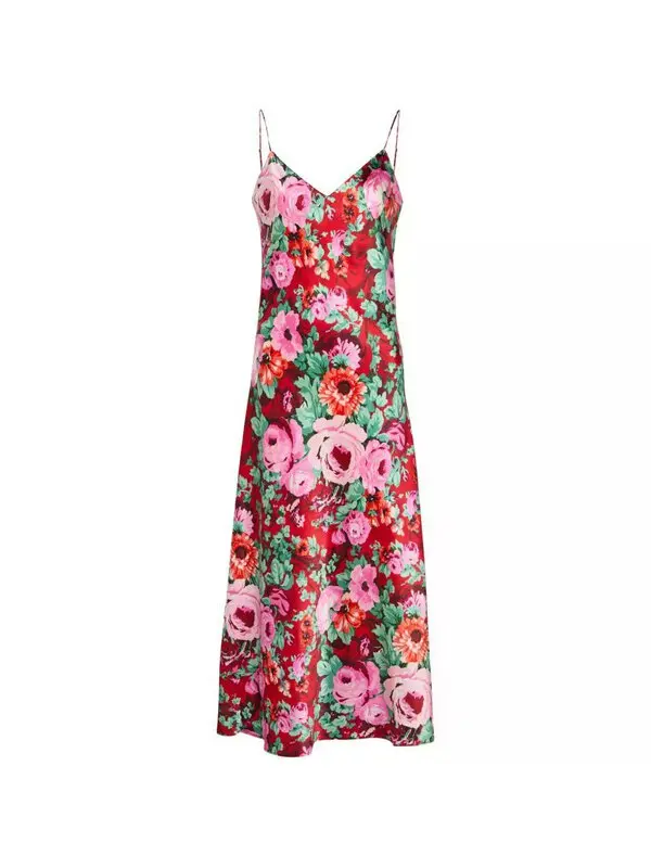 Olivia Von Halle Garbo Floral-print Dress - Red