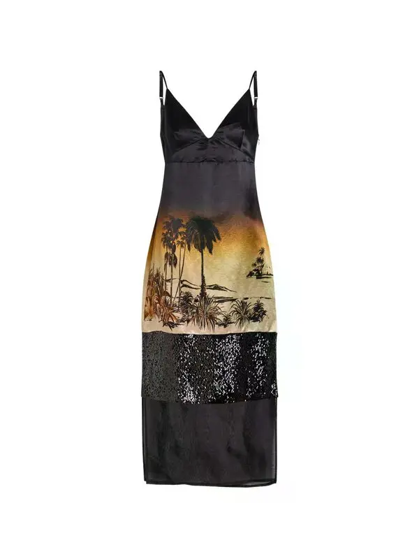 Staud Nalu Print Sequin Dress - Black