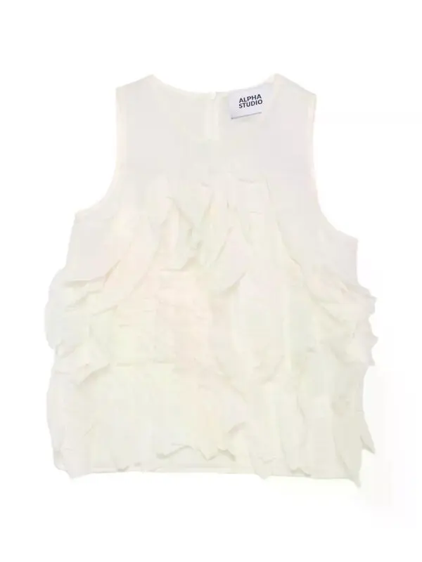 Alpha Studio Ruffled Top - White