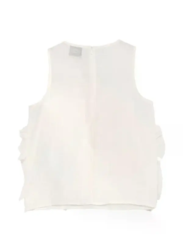 Alpha Studio Ruffled Sleeveless Top - White