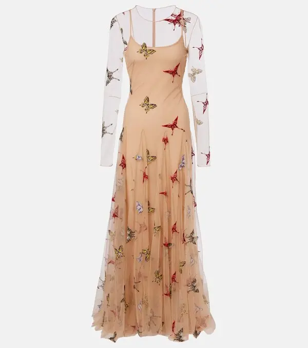 Blumarine Patch-appliqué Maxi Dress - Beige