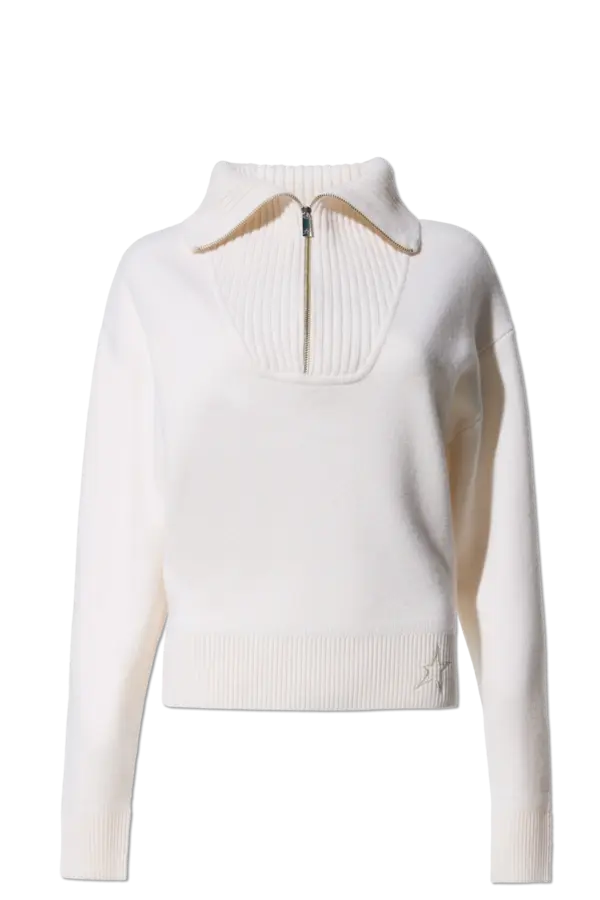 Perfect Moment Wide-collar Wool-cashmere Sweater - Cream