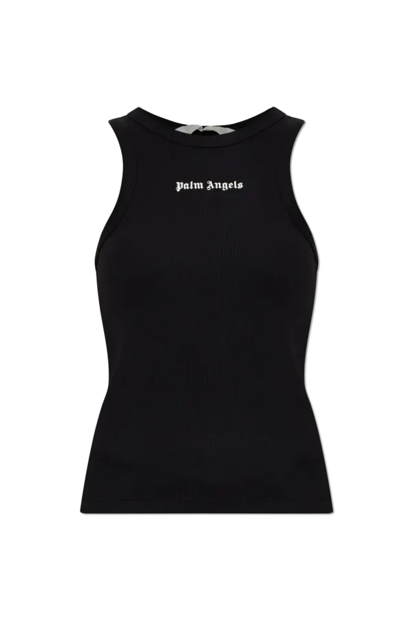 Palm Angels Ribbed Fitted Top - Black