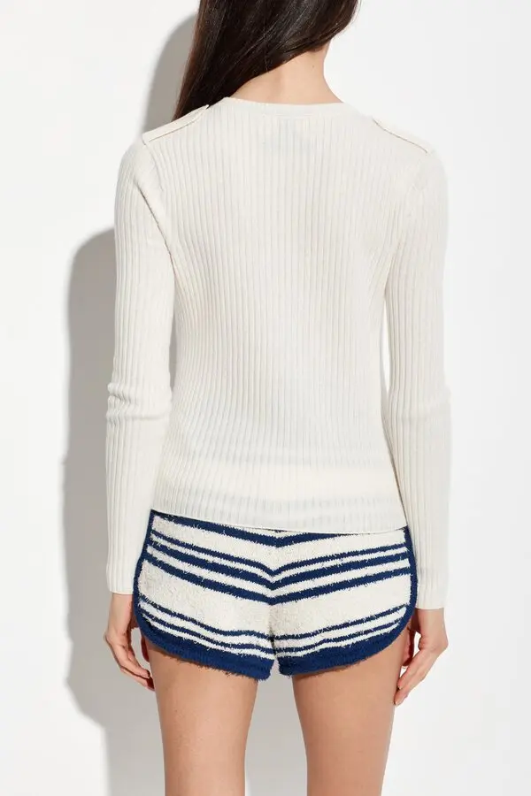 Perfect Moment Ribbed Henley Top - Cream