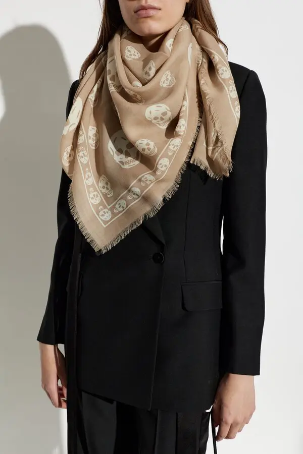 Alexander McQueen Wool Scarf - Beige