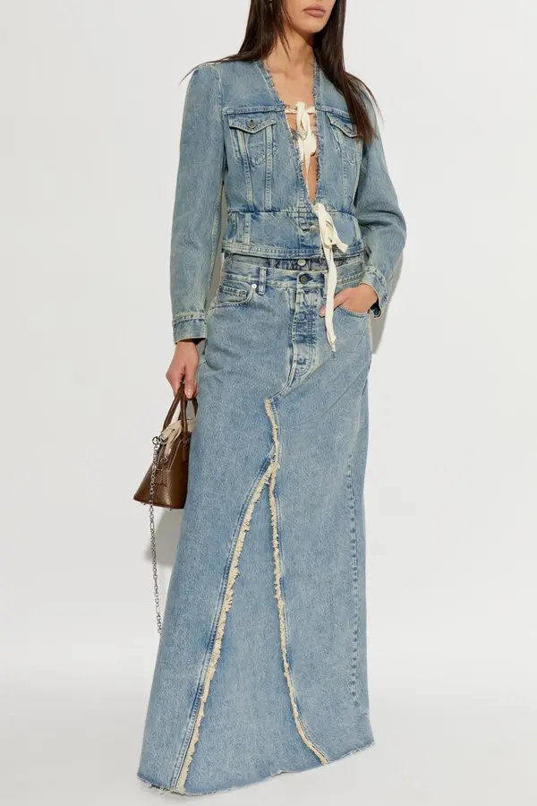MAISON MARGIELA Denim Maxi Skirt With Raw Hem
