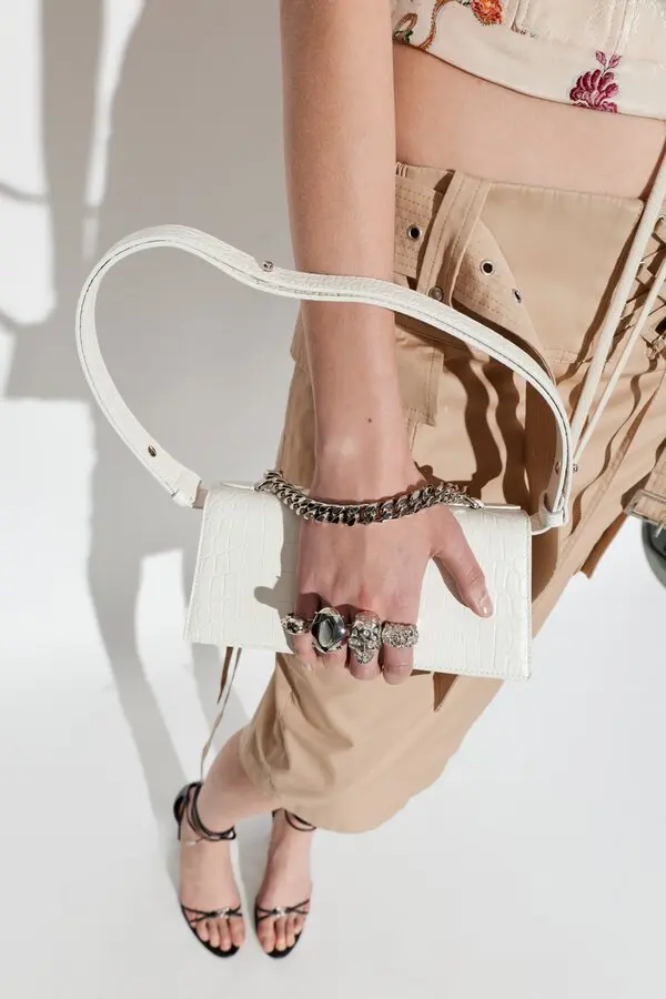 Alexander McQueen Jewelled Mini Bag - White