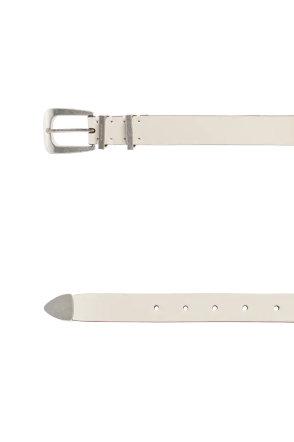 ALLSAINTS Leather Skinny Belt - Cream