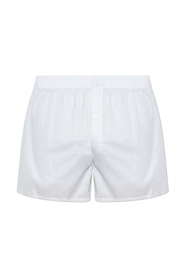 Hanro Boxers With A Check Pattern - Light Blue