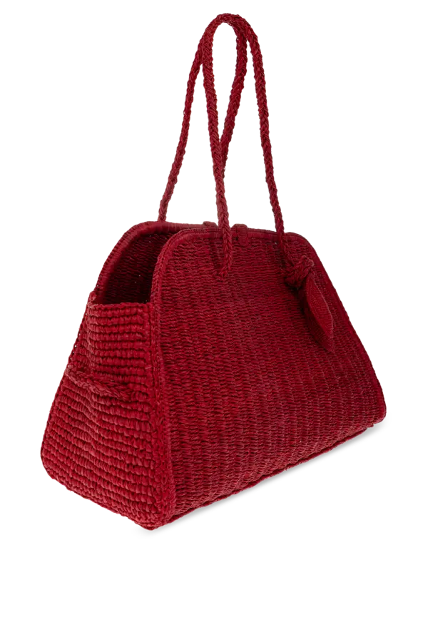 Jacquemus Turismo Raffia Shopper - Red